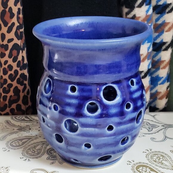 Handmade | Accents | Gorgeous Vintage Pottery Tea Light Holder Pierced ...